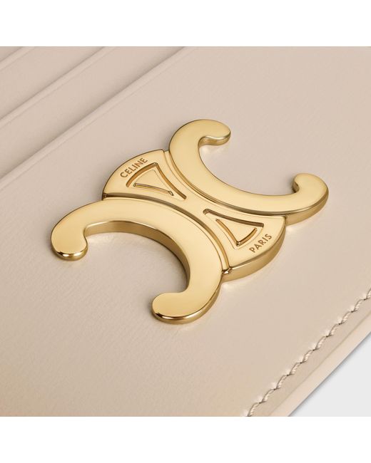 Celine Triomphe Logo Card Holder in Natural | Lyst