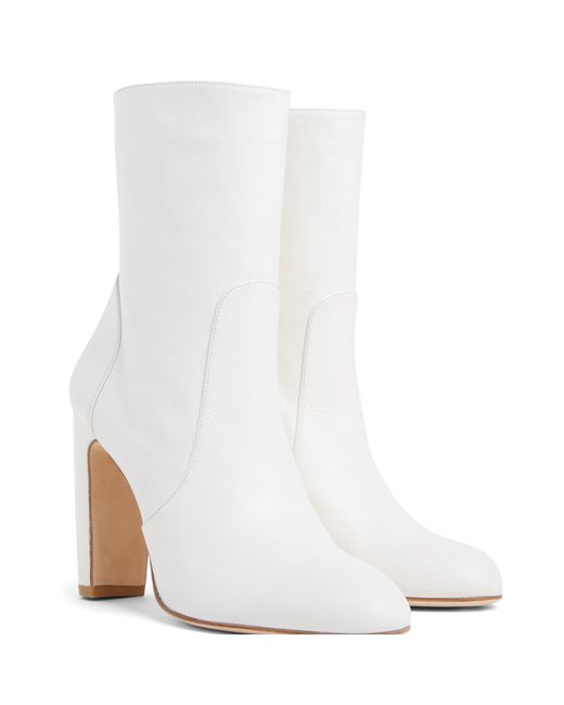Stuart Weitzman Vida 100Mm Leather Boots in White | Lyst