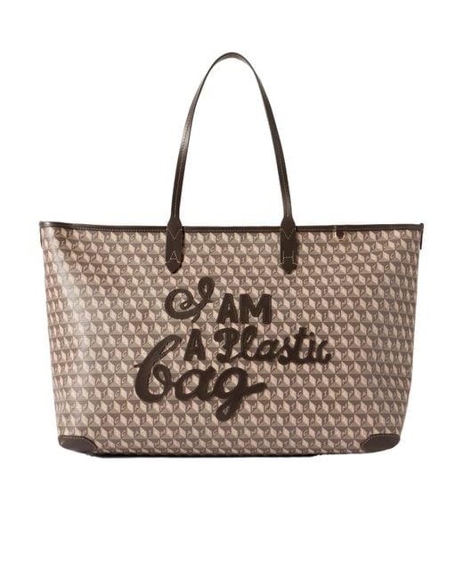 Anya Hindmarch Leather-Trimmed Coated-Canvas Tote in Natural | Lyst UK