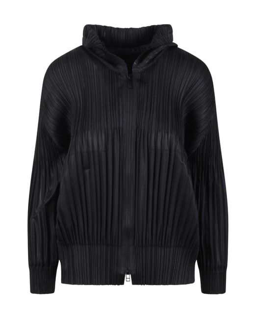 Pleats Please Issey Miyake Pleated Detail Coat in Black | Lyst