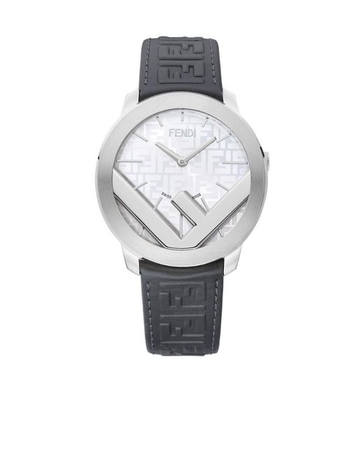 Fendi Logo-Detailed Round Watch in Gray for Men | Lyst