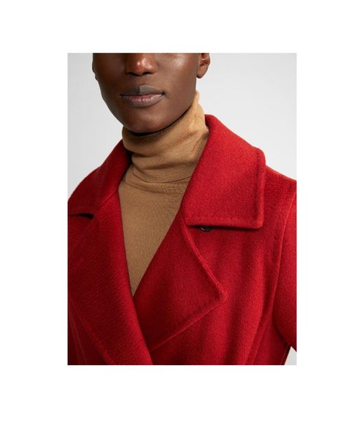 Max Mara Wrap Long Coat in Red | Lyst