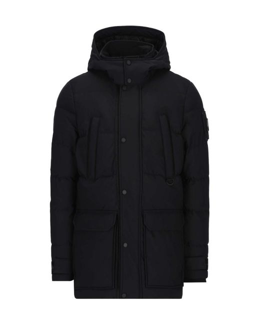 Moose Knuckles Logo Long-Sleeved Down Jacket in Blue for Men | Lyst