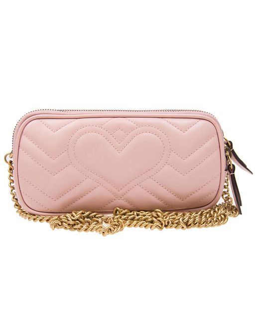 Gucci Gg Marmont Mini Chain Strap Shoulder Bag in Pink | Lyst