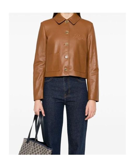 FRAME X Ritz Paris Leather Jacket in Brown | Lyst