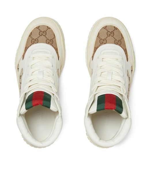 Gucci Re-Web Series High-Top Skate Shoes in Natural | Lyst