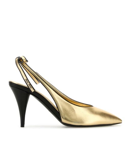 Miu Miu Pointed High Heel Sandals in Metallic | Lyst