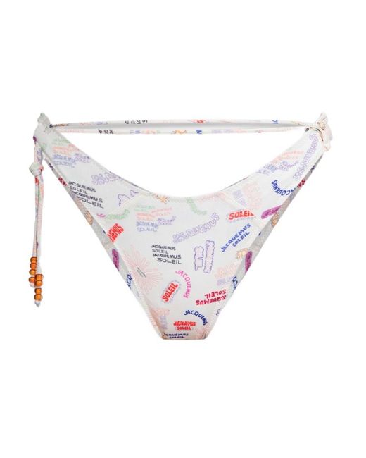Jacquemus Low-Rise Beaded Bikini Bottoms in White | Lyst
