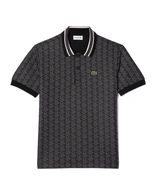 Lacoste Letter Pattern Polo Shirt in Black for Men | Lyst