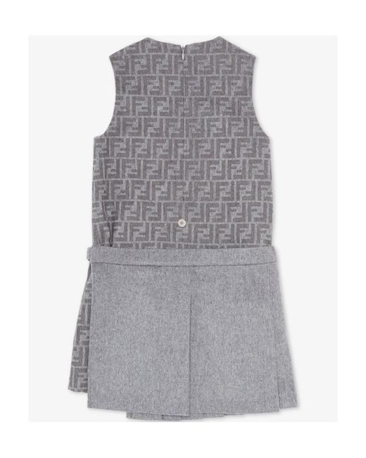 Fendi Ff-Monogram Layered Dress in Gray | Lyst