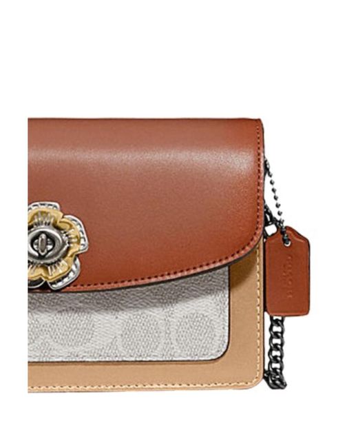 COACH Logo Details Satchel in Brown | Lyst