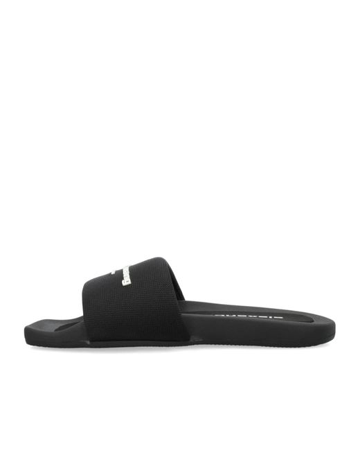 Alexander Wang Contrast Logo Slippers in Black | Lyst
