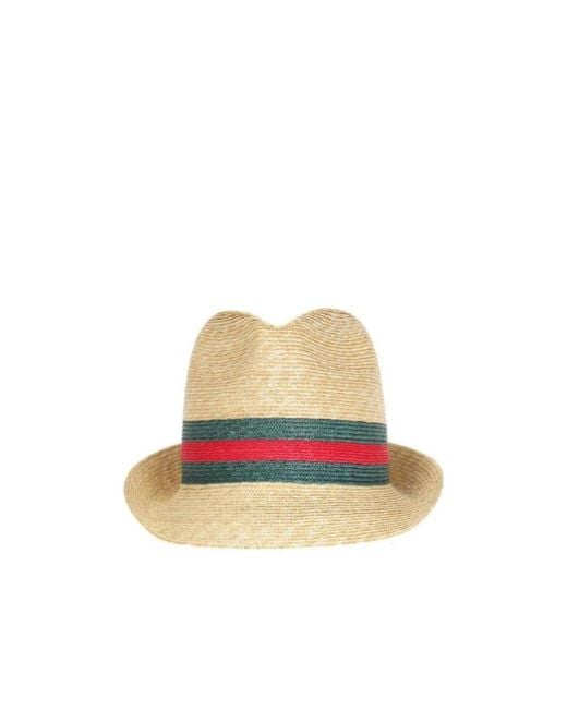 Gucci Web Stripe-Trim Trilby in White | Lyst