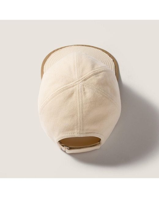 Miu Miu Drill And Poplin Baseball Cap in White | Lyst UK
