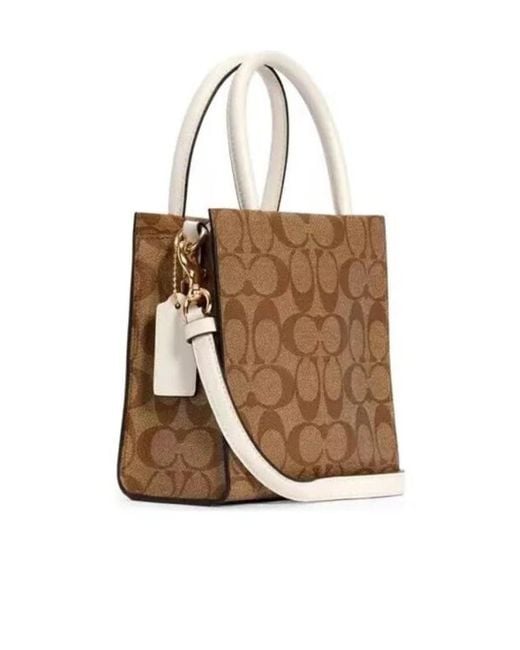 COACH Mini Cally Diagonal Span Bag in Brown | Lyst