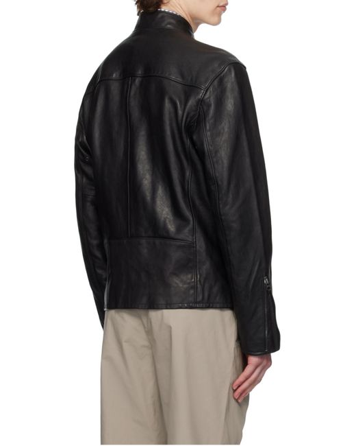 Polo Ralph Lauren Café Racer Leather Jacket in Black for Men | Lyst