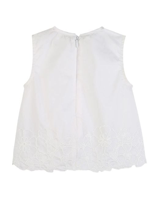 Chloé Floral-Appliqué Top in White | Lyst