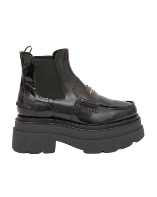 Alexander Wang Logo-Plaque Chunky Sole Boots in Black | Lyst