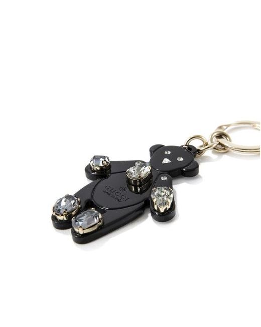 Gucci Crystal Teddy Bear Keychain in Black | Lyst