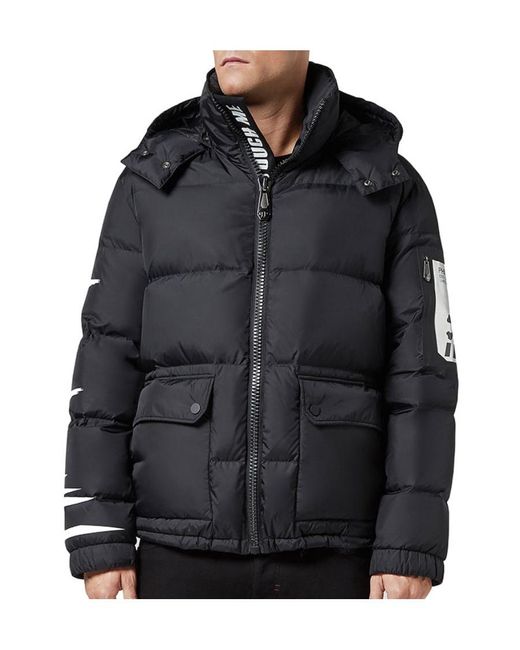Philipp Plein Logo Details Down Jacket in Blue for Men | Lyst