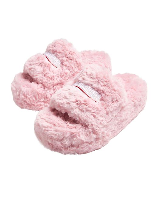 Balenciaga Furry Platform Slides in Pink | Lyst