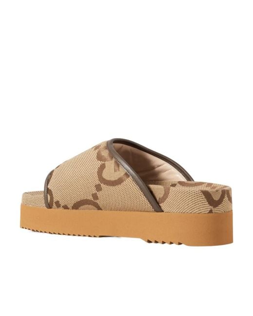 Gucci Gg Supreme Platform Slides in Brown | Lyst