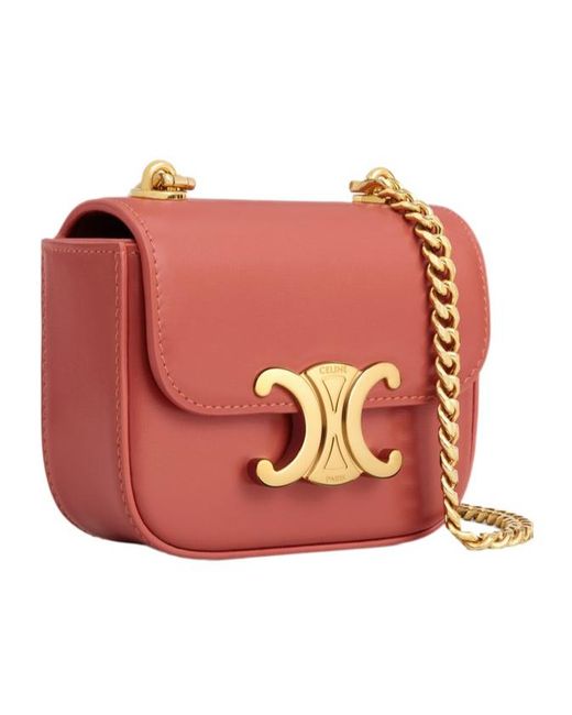 Celine Mini Chain Claude Chain Mini Bag in Red | Lyst