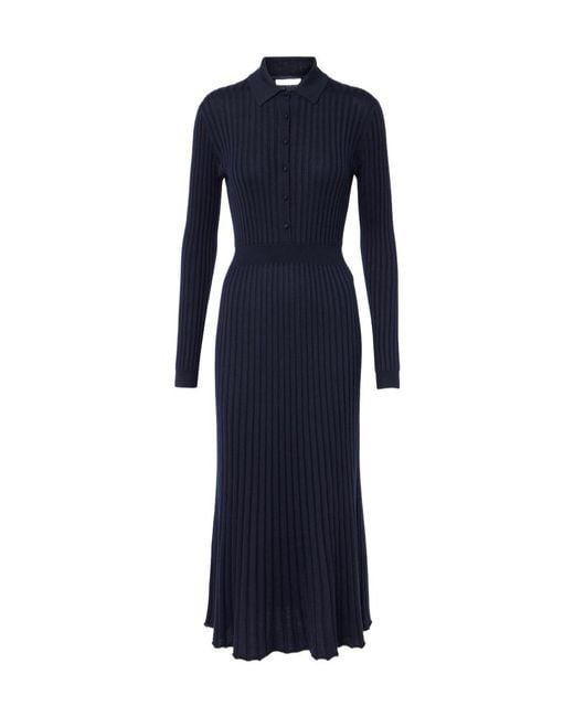 Gabriela Hearst Ardor Ribbed-Knit Cashmere And Silk Polo Dress in Blue ...
