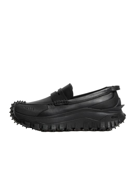Moncler Trailgrip Leather Loafers in Black | Lyst