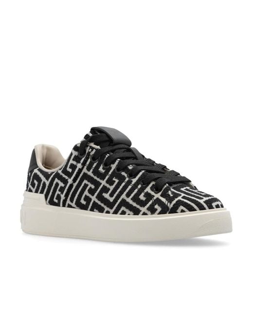 Balmain B-Court Monogram Sneakers in Black | Lyst