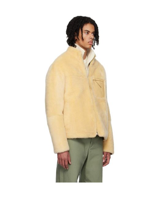 Jil Sander Logo-Detail Shearling Jacket in Natural for Men | Lyst