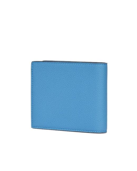 Fendi Leather Double-Folded Wallet in Blue for Men | Lyst