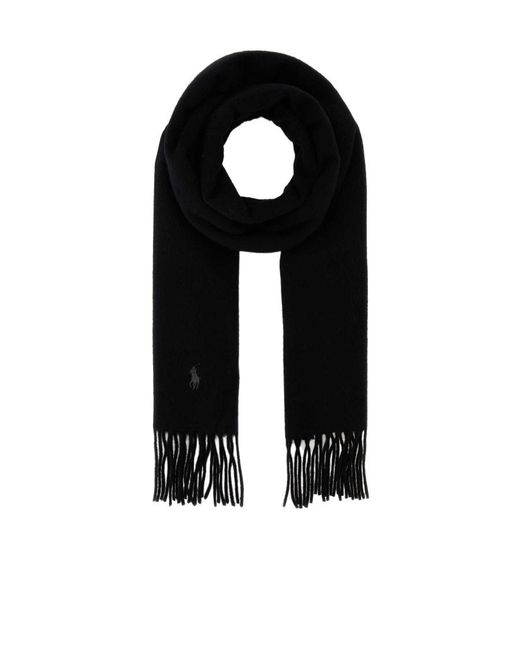 Polo Ralph Lauren Logo Embroidery Scarf in Black for Men | Lyst