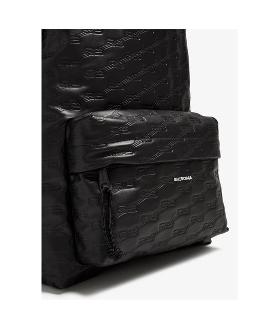 Balenciaga Bb Logo-Embossed Leather Backpack in Black for Men | Lyst