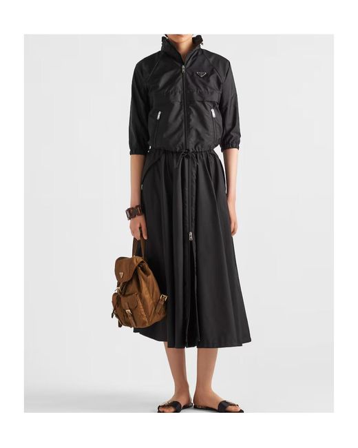 Prada Triangle Logo Cropped Rain Jacket in Black | Lyst