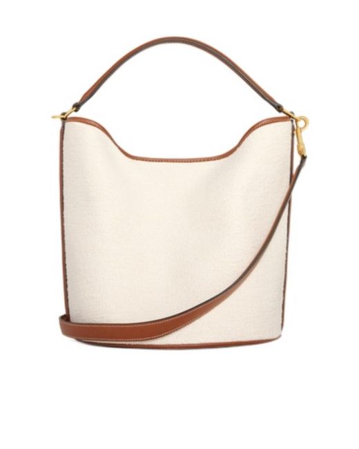 Celine Bucket 16 Jacquard Fabric Shoulder Bag in Natural | Lyst