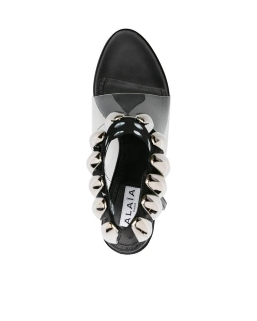 Alaïa Tribale 90Mm Metallic-Pebbles Sandals in White | Lyst