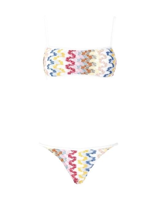 Missoni Zigzag-Woven Bikini in White | Lyst