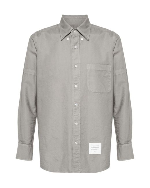 Thom Browne Adjustable-Armbands Cotton Shirt in Gray for Men | Lyst