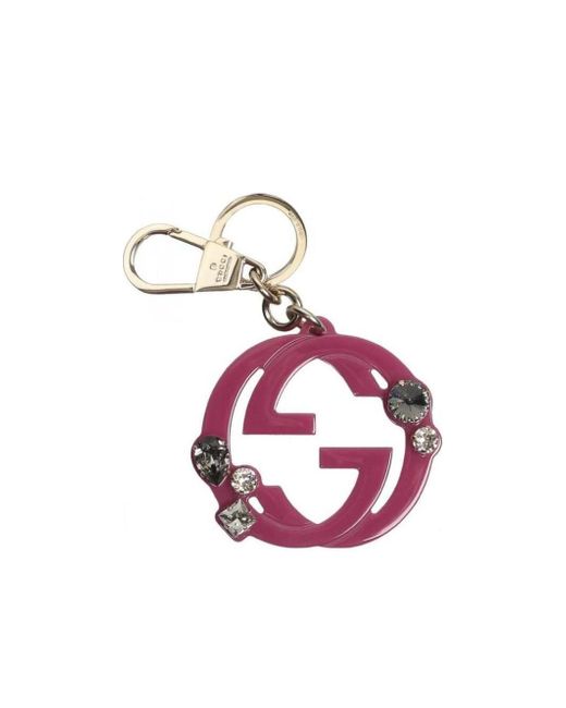 Gucci Double G Crystal Key Chain in Pink | Lyst