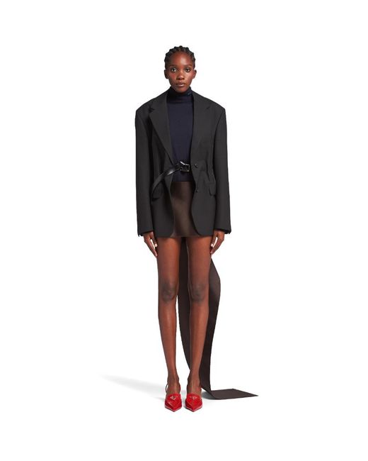 Prada Triangle-Logo Tailored Blazer in Black | Lyst