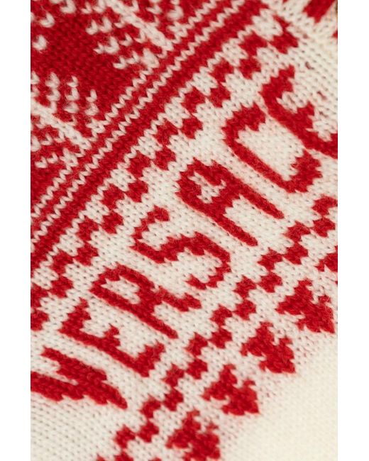 Versace Fair Isle-Jacquard Cardigan in Red | Lyst