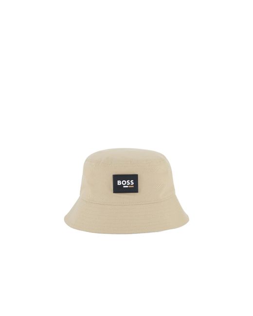 BOSS Logo-Rubberised Bucket Hat in Natural | Lyst