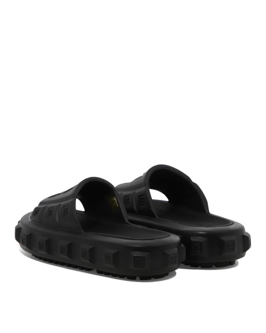 Balmain Embossed-Logo Detail Slides in Black for Men | Lyst