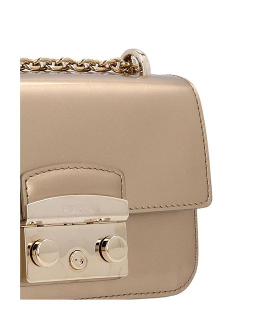 Furla Logo-Engraved Leather Crossbody Bag in Natural | Lyst