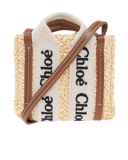 Chloé Mini Woody Tote Bag in Metallic | Lyst