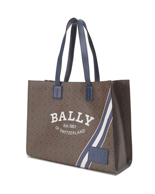 Bally Logo Pattern Handbag in Brown | Lyst