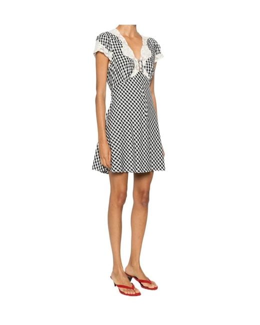 RIXO London Plaid Dress in Gray | Lyst