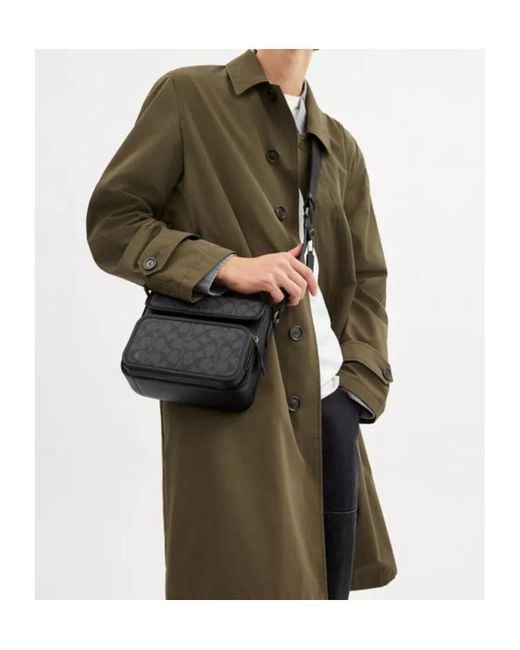 COACH Sullivan's Signature Canvas Clamshell Crossbody Bag in Black for ...