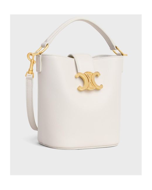 Celine Mini Bucket Louise in White | Lyst